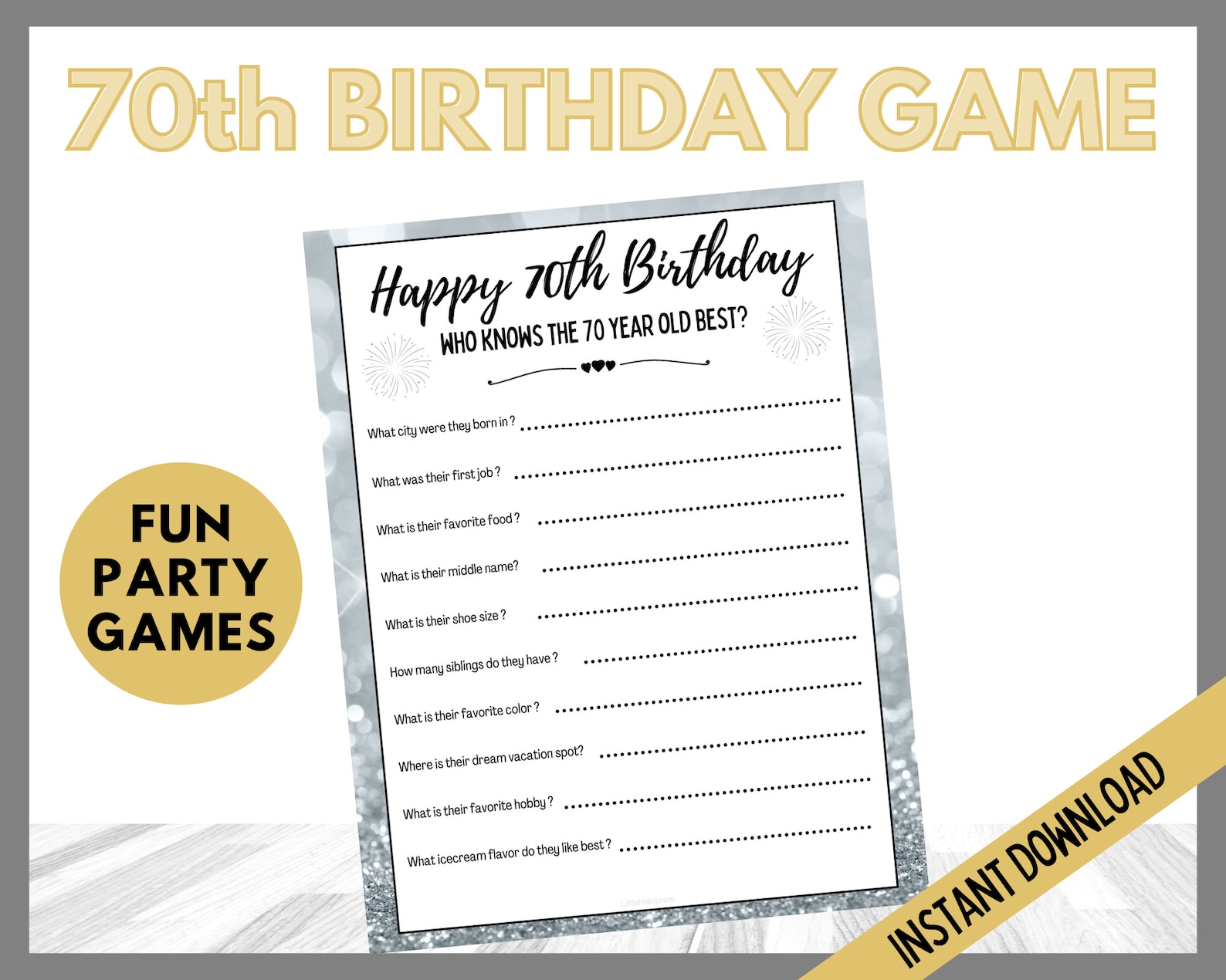 70th Birthday Party Games Who Knows The 70 Year Old Best Fun Etsy