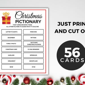 Christmas Pictionary Cards, Christmas Party, Christmas Printable Games ...