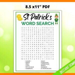 St Patrick's Day Word Search, Fun St Paddys Printable Games, St ...