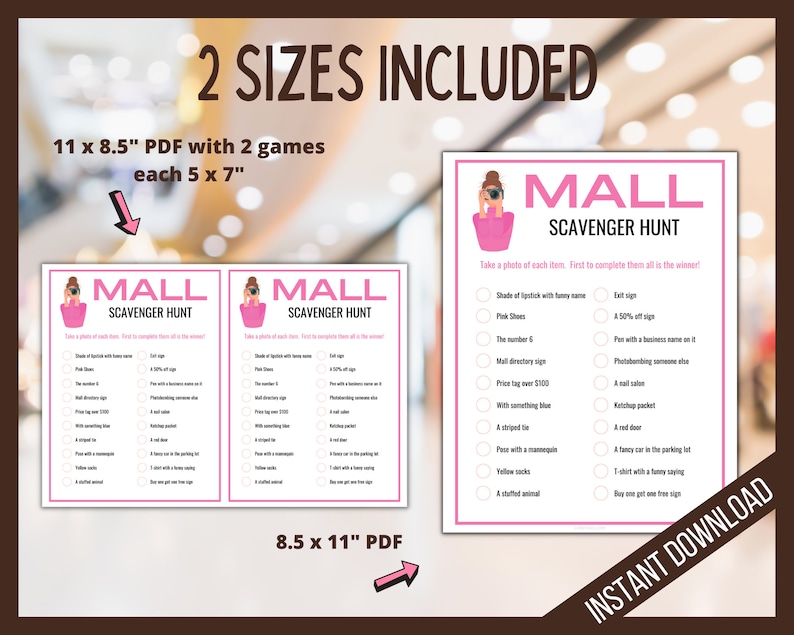 Mall Photo Scavenger Hunt, Mall Birthday Party Games for Teens and ...