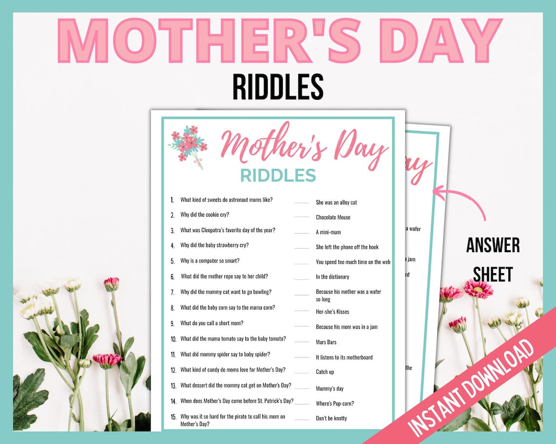 Mother's Day Riddles Mother's Day Activity Riddle Me - Etsy