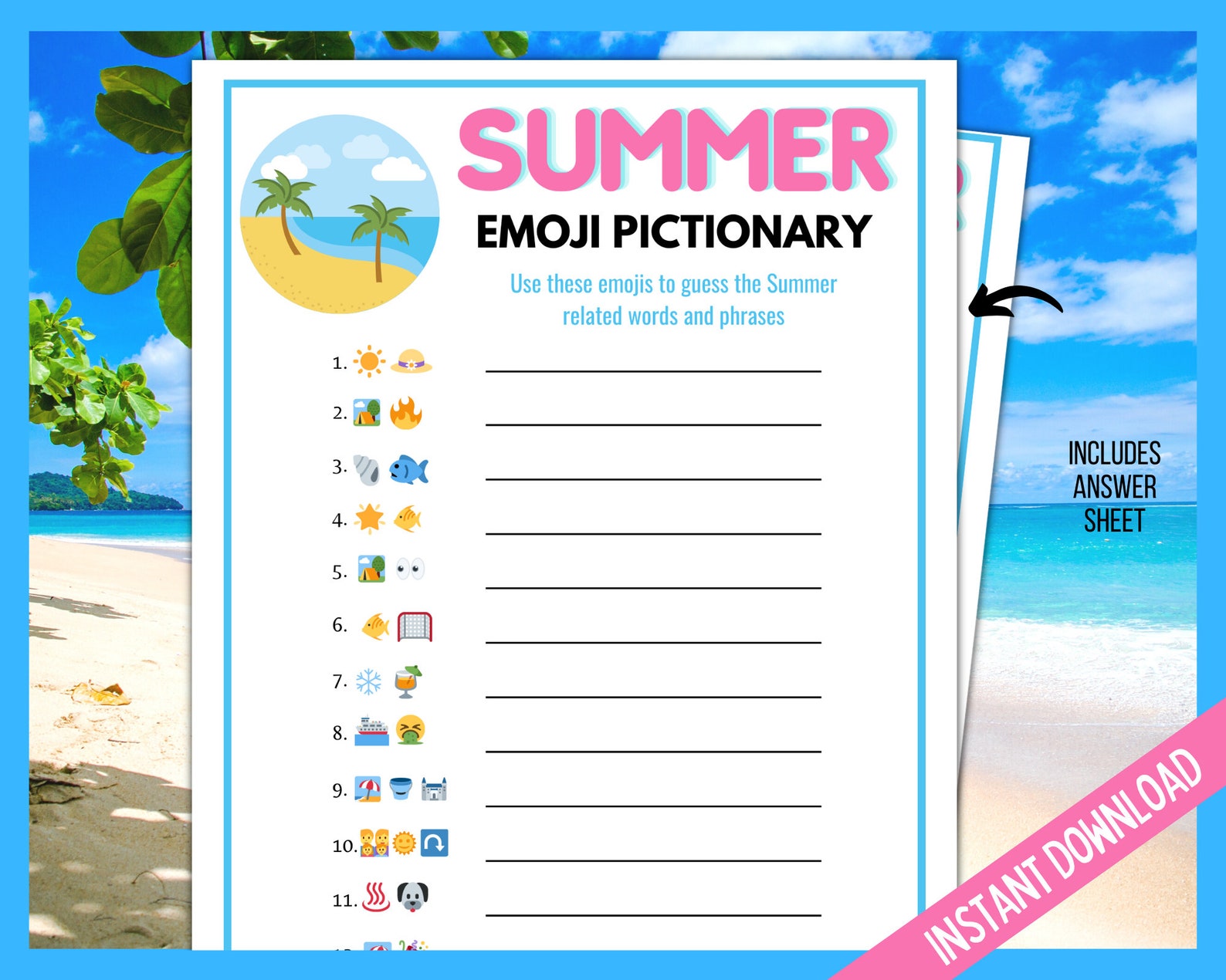 Summer Printable Games Bundle Summertime Activity Summer - Etsy