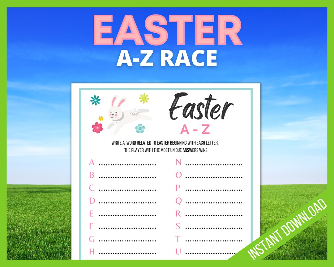 Easter A-Z Game, Easter Activities for Kids, Teen and Adults, Printable ...