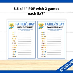 Father's Day Emoji Pictionary, Dad Game, Fathers Day Printable Games ...