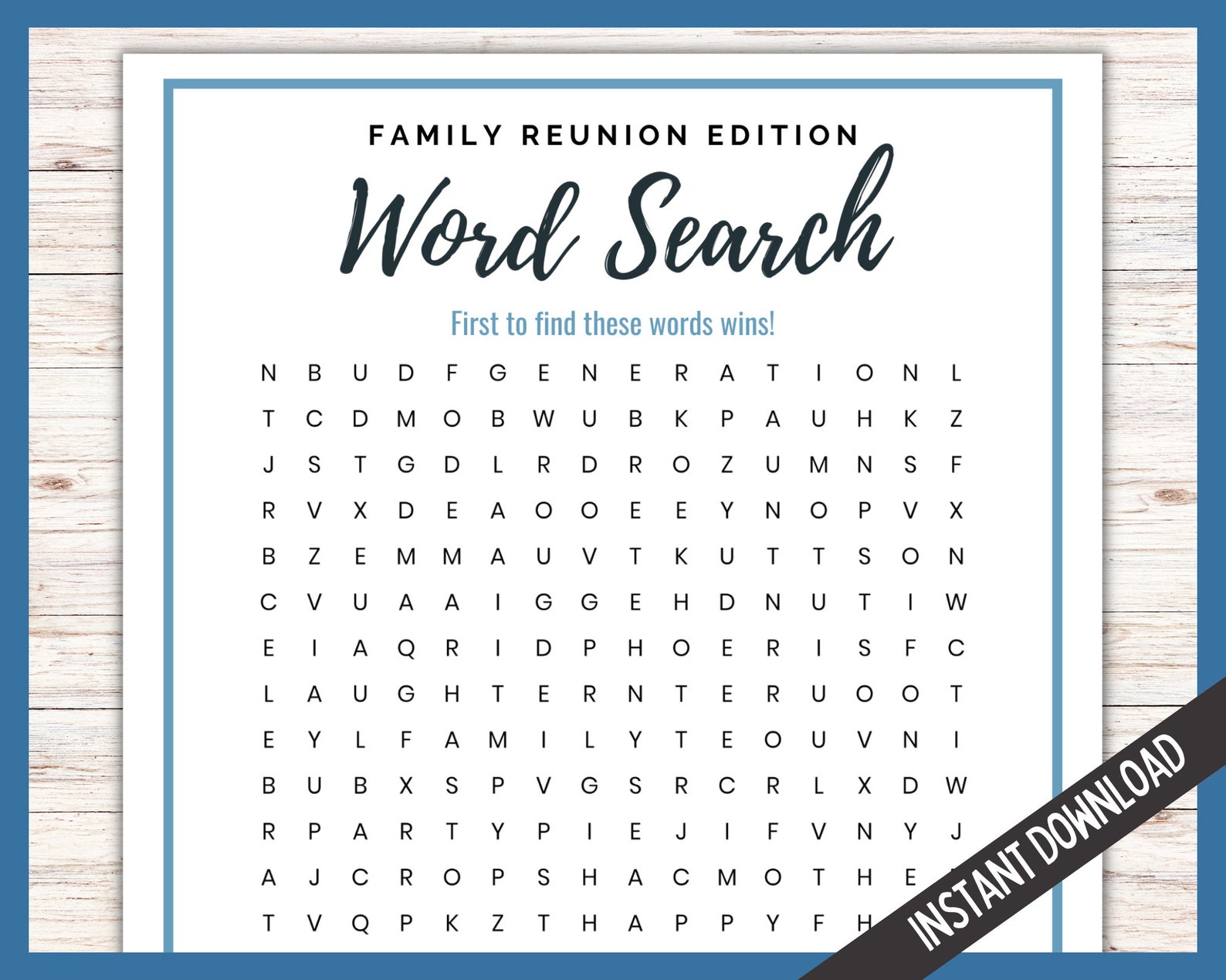 Word Search Family Reunion Game Family Reunion Games Family | Etsy