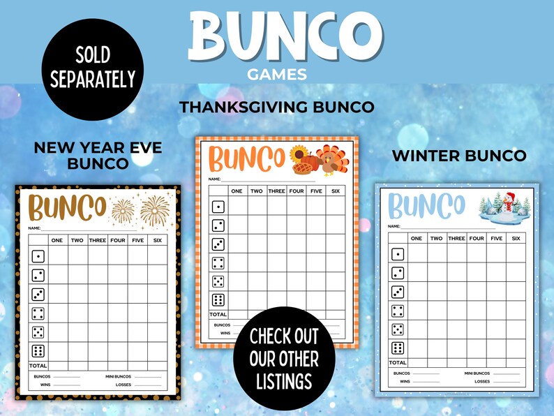 Bunco Printable Scorecards and Rules, Bunco Game Rules, Table Signs ...