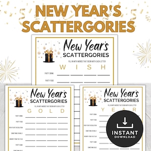 New Year's Eve Scattergories, New Years Eve Printable Party Game, NYE ...