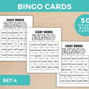 Sight Words Bingo, 200 Bingo Cards, Fry's First 100 Words, High ...