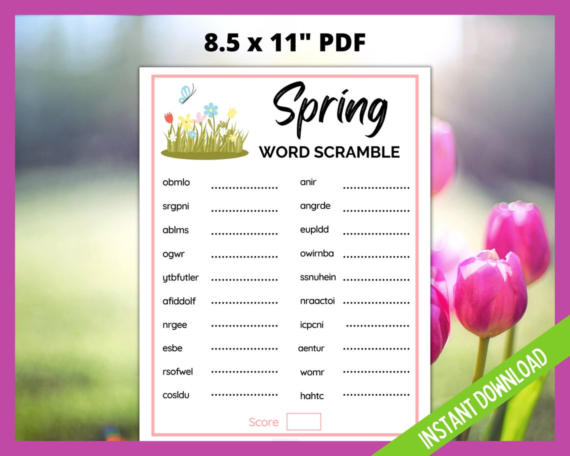 Spring Word Scramble Game Printable Spring Game Spring - Etsy