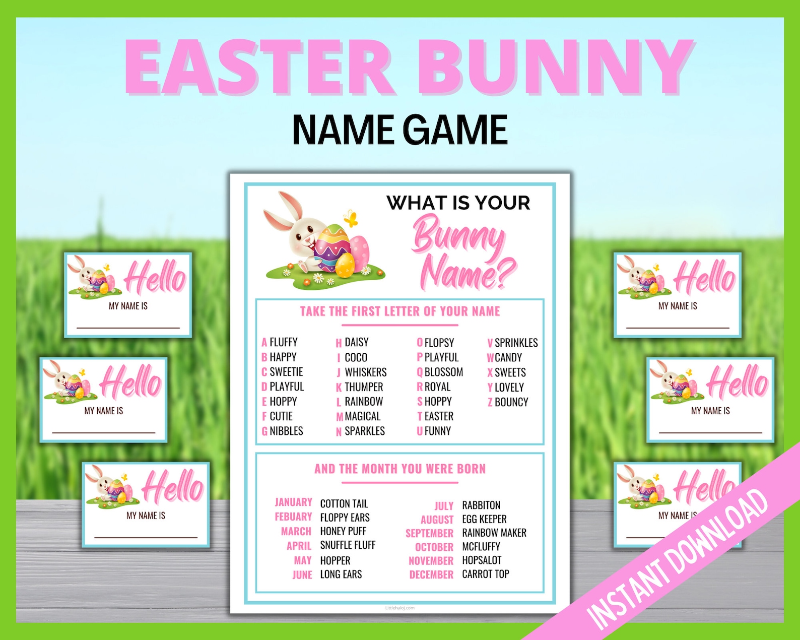 What is Your Easter Bunny Name Printable Easter Games Kids - Etsy