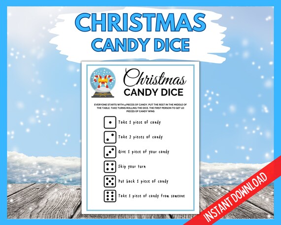 Christmas Candy Dice Game, Fun Christmas Game, Xmas Party Game, Fun ...