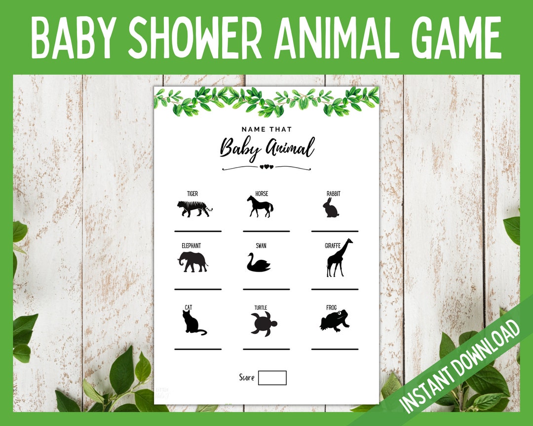Baby Shower Animal Game, Guess Baby Animal Game, Name the Baby Animal ...