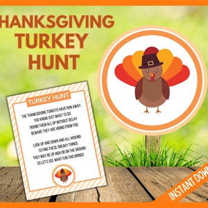 Thanksgiving Turkey Hunt, Thanksgiving Printable Games, Scavenger Hunt ...