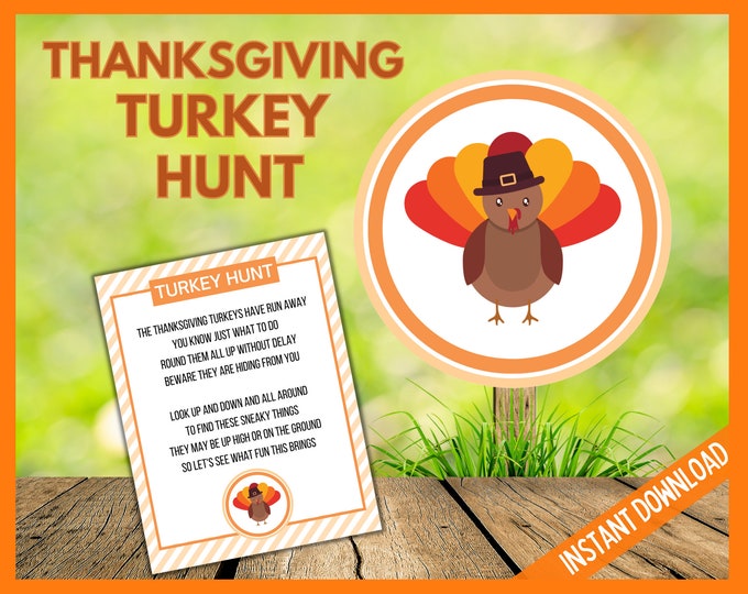 Thanksgiving Turkey Hunt, Thanksgiving Printable Games, Scavenger Hunt ...
