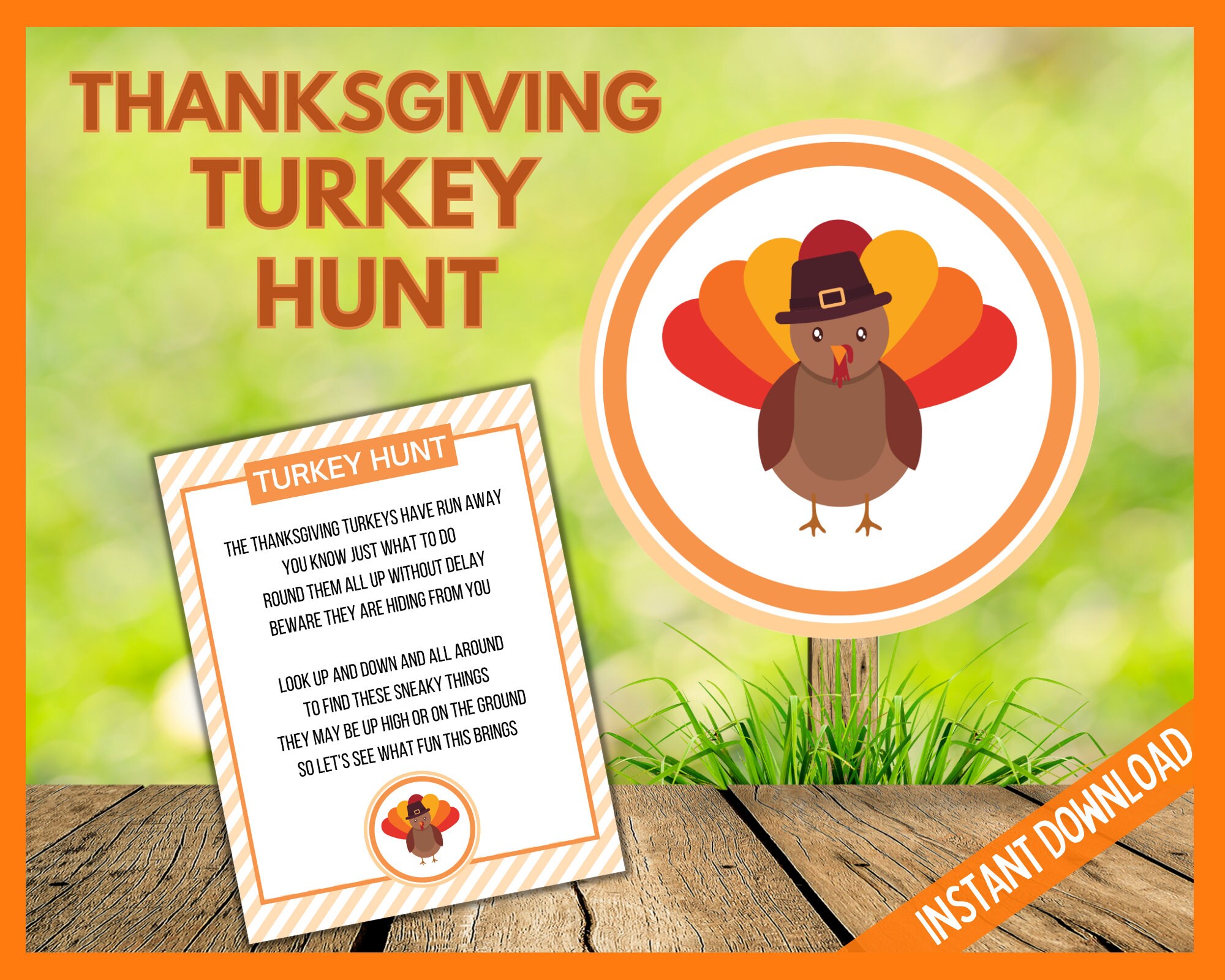 Thanksgiving Turkey Hunt, Thanksgiving Printable Games, Scavenger Hunt ...