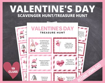 Valentines Day Treasure Hunt, Valentines Scavenger Hunt for Kids ...