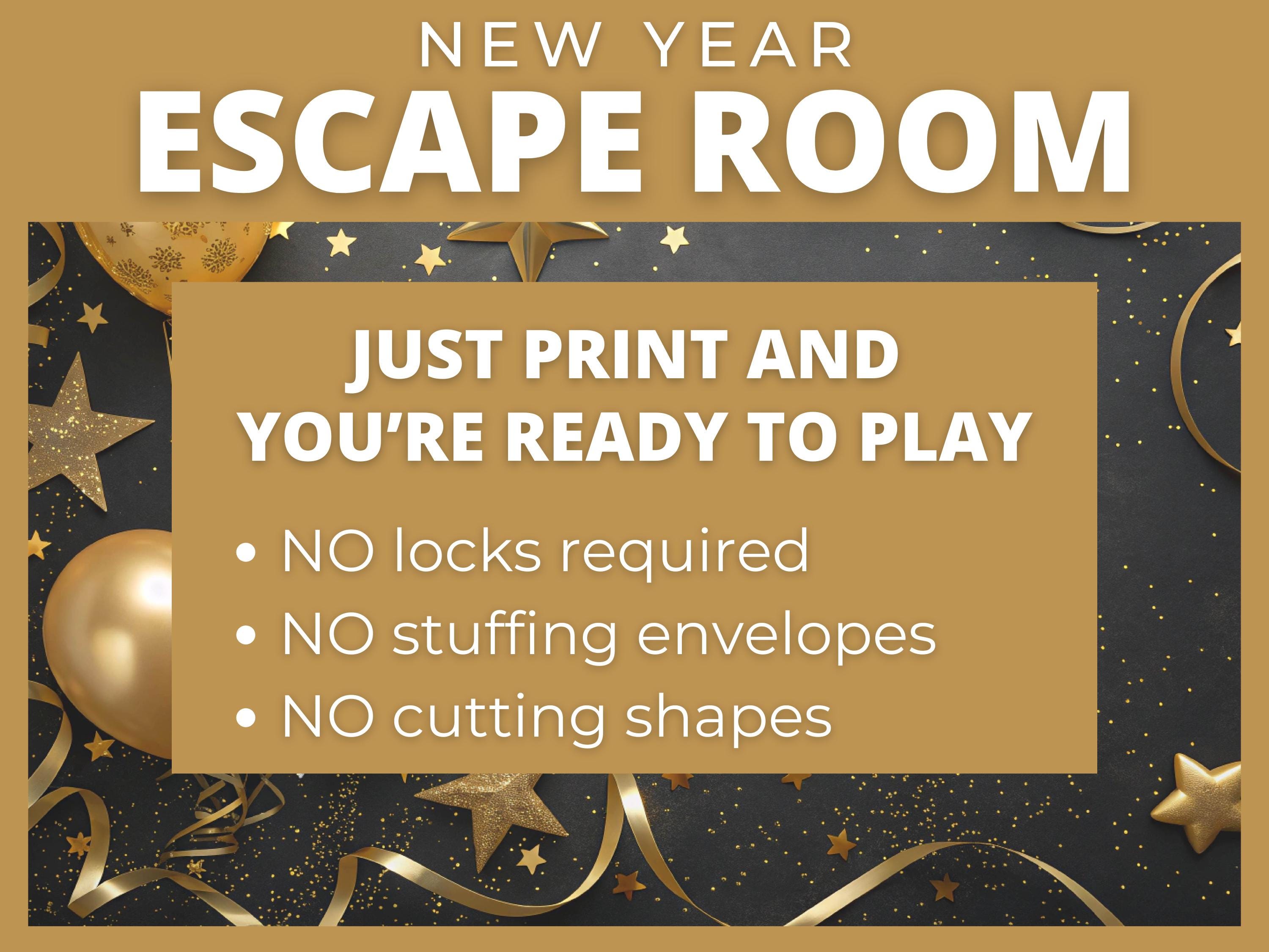 New Year Escape Room, DIY Escape Room Kit, Printable New Years Eve Game ...