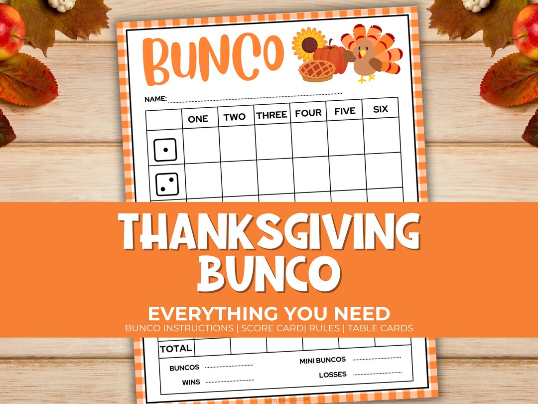 Thanksgiving Bunco, Fall Bunco Printable Party Pack and Scorecards ...