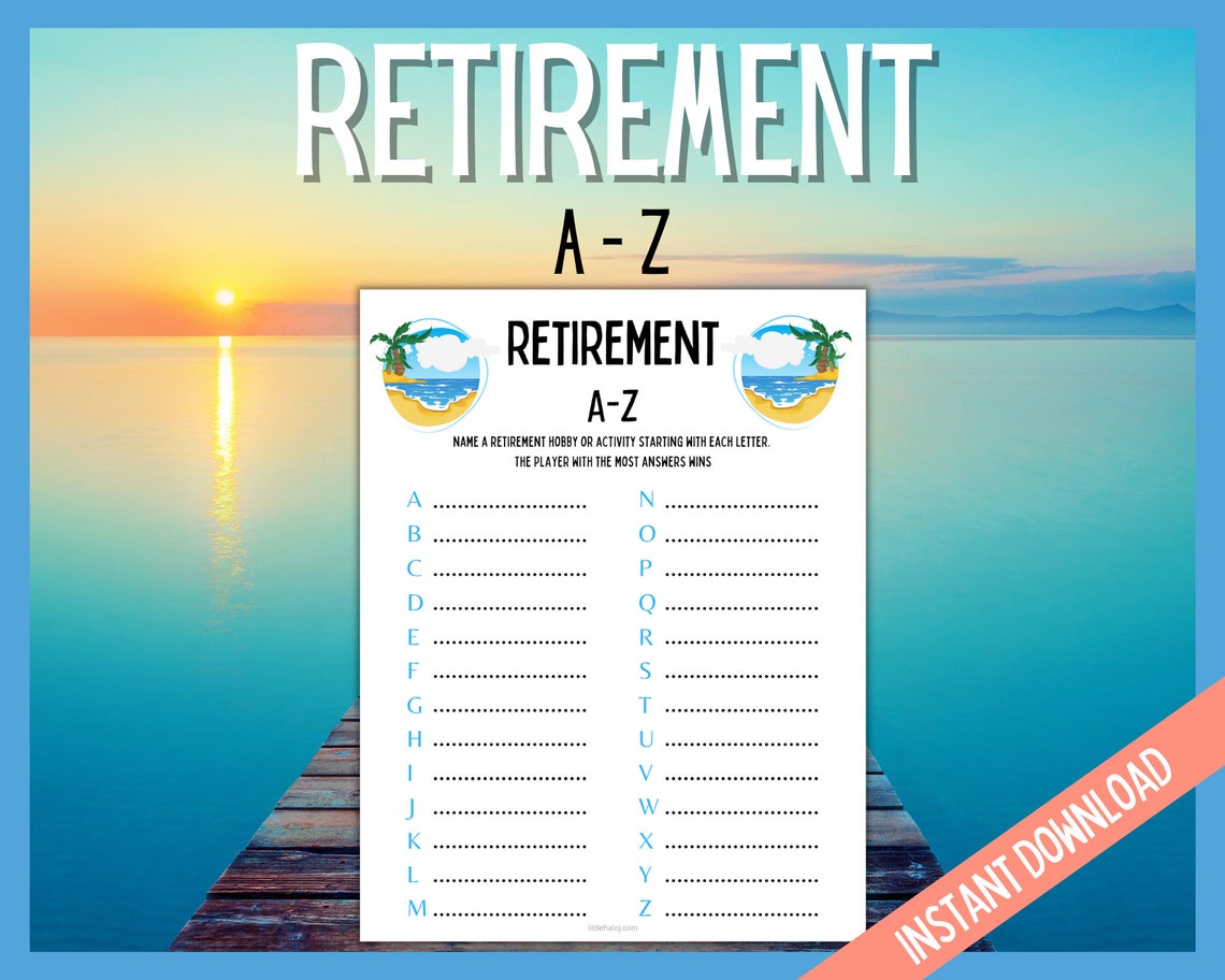 Retirement A-Z Game, Retirement Games, Retirement Party Games ...