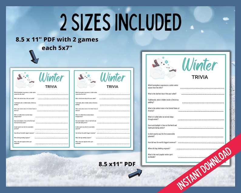 Winter Trivia, Cold Weather Fun Game for Kids, Teens and Adults ...