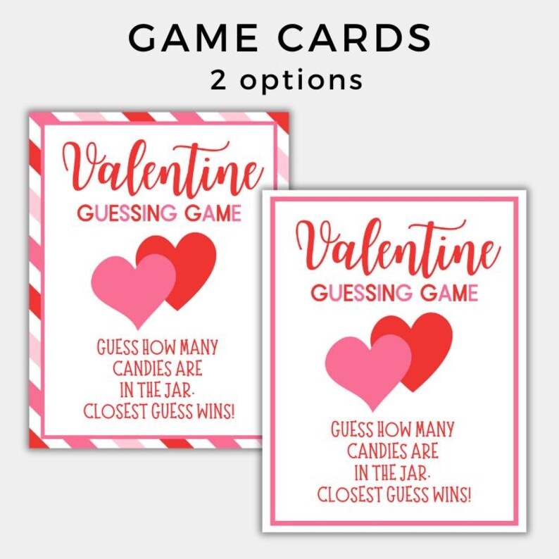 Valentines Guessing Game, Guess the Candies in the Jar, Printable ...