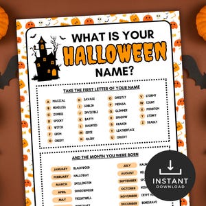 What's Your Halloween Name, Halloween Printable Game, Halloween Party ...