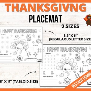 Thanksgiving Placemat, Happy Thanksgiving Activity, Thanksgiving ...
