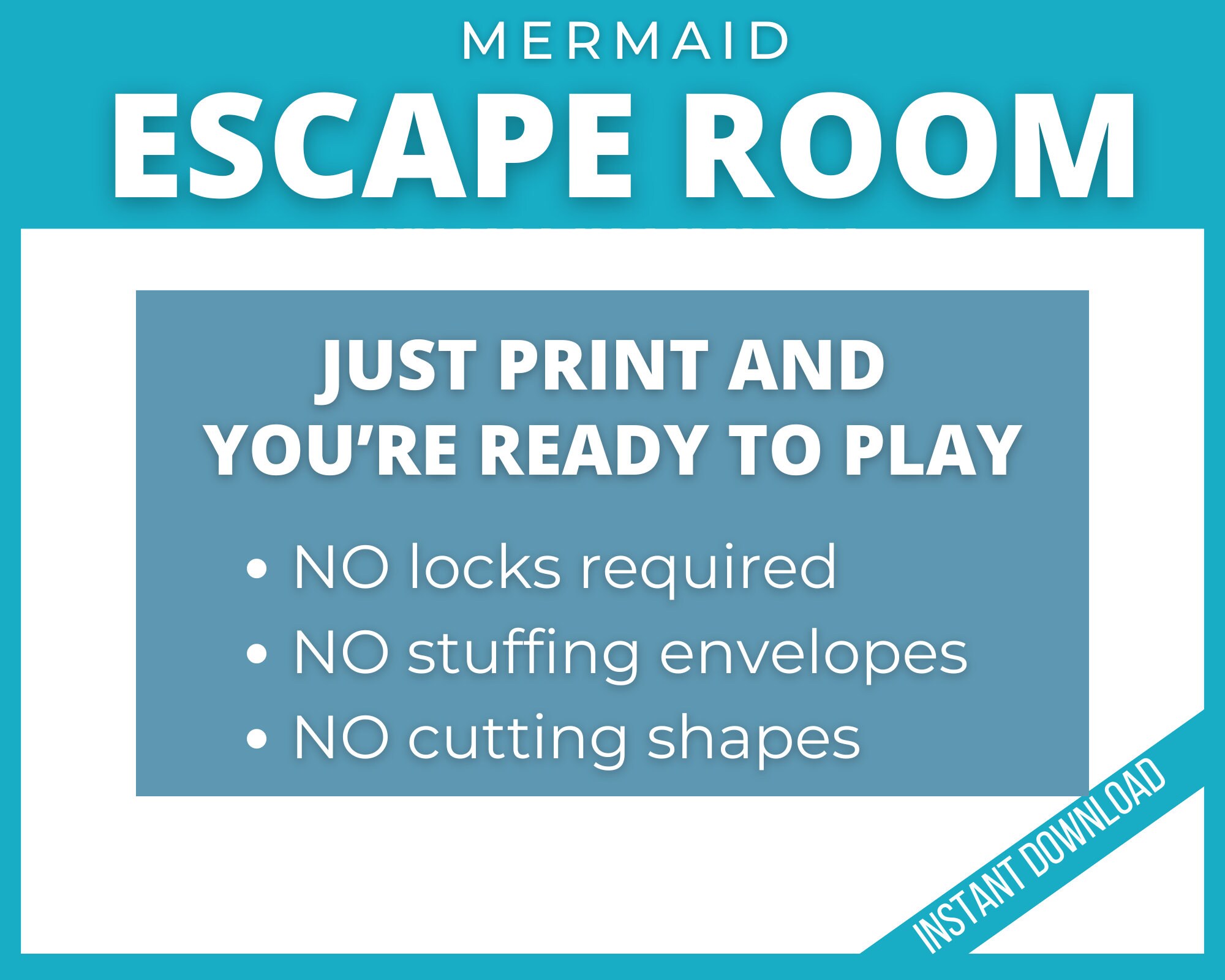 Mermaid Escape Room, Printable Treasure Hunt, Kids Birthday Puzzles ...