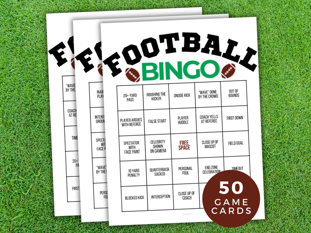 Football Bingo, Football Activity, 50 Printable Football Party Game ...