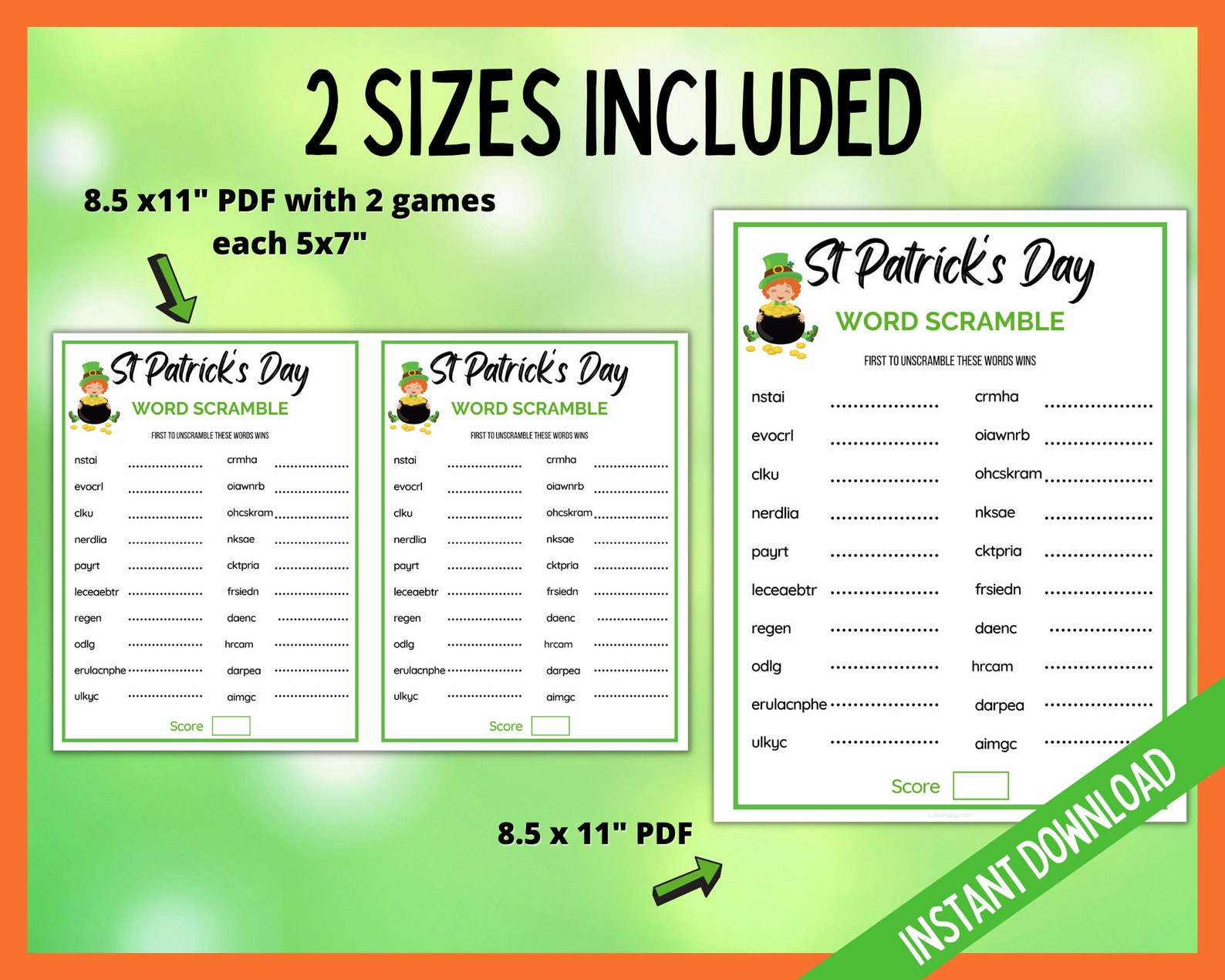 St Patricks Day Word Scramble, St Paddy's Day Word Unscramble Game, St ...