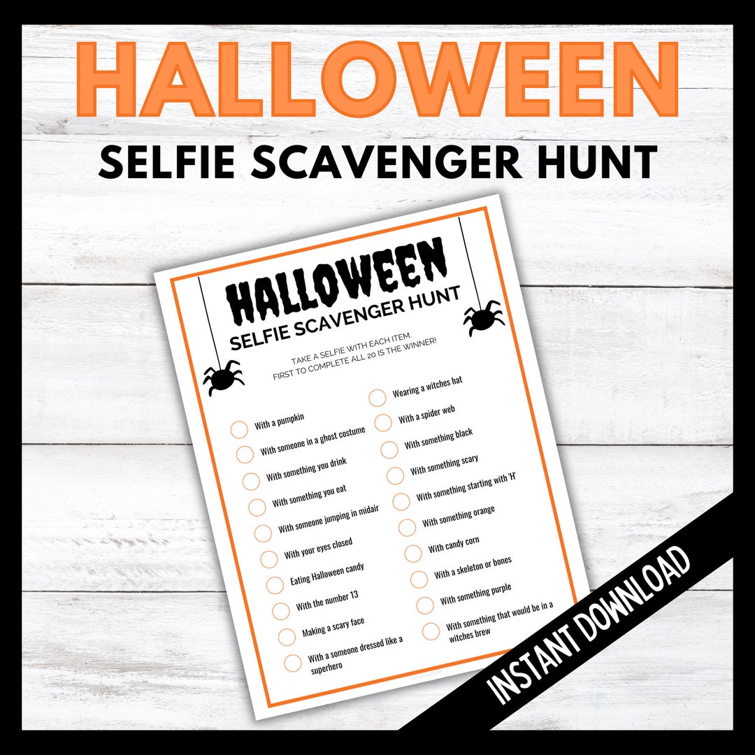 Halloween Selfie Photo Scavenger Hunt, Printable Halloween Game, Teen ...