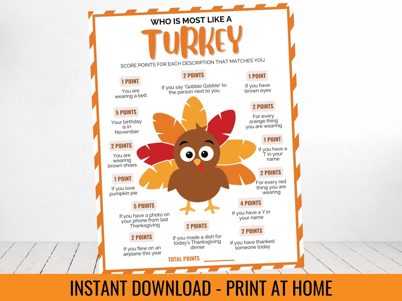 Thanksgiving Games, Who is Most Like a Turkey Game, Thanksgiving ...