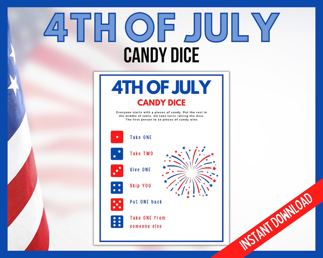 Patriotic Candy Dice Game, 4th of July Party Games for Kids, Fourth of ...