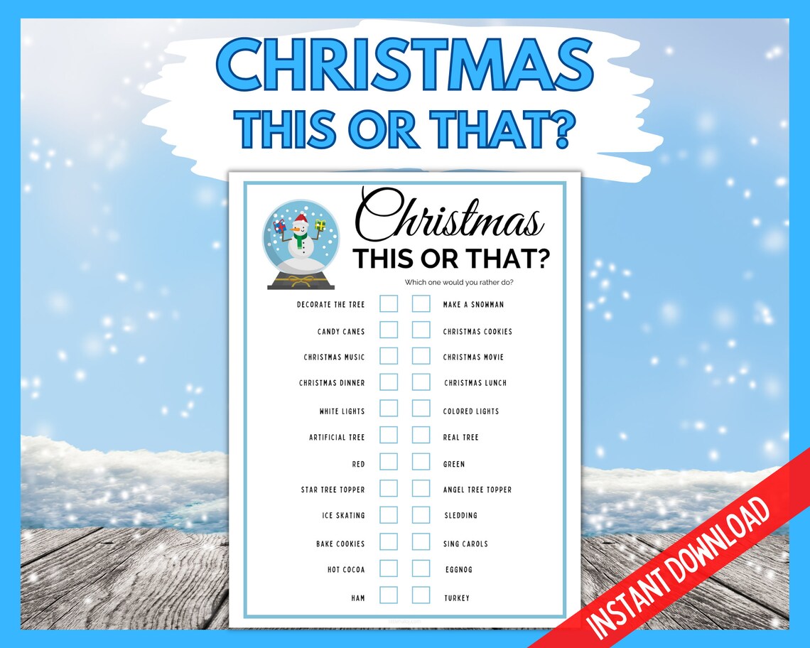 Christmas This or That, Would You Rather Game, Christmas Party Game ...