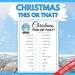 Christmas This or That, Would You Rather Game, Christmas Party Game ...