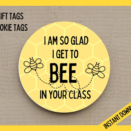 Back to School Teacher Printable Gift Tag Happy to Bee in - Etsy