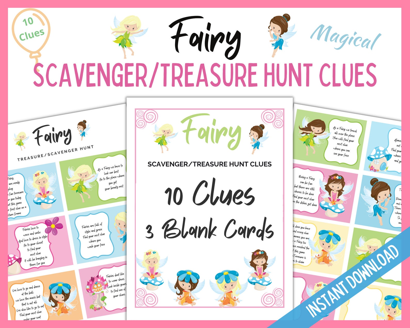Fairy Treasure Hunt for Kids Fairy Scavenger Hunt Clues - Etsy