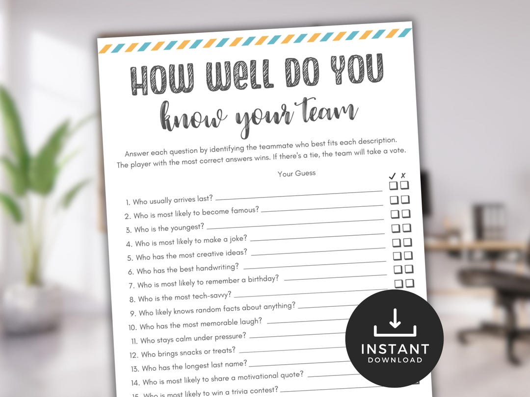 Get to Know Your Team, Ice Breaker, Team Building Activity, Coworker ...