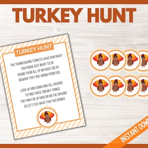Thanksgiving Turkey Hunt, Thanksgiving Printable Games, Scavenger Hunt ...
