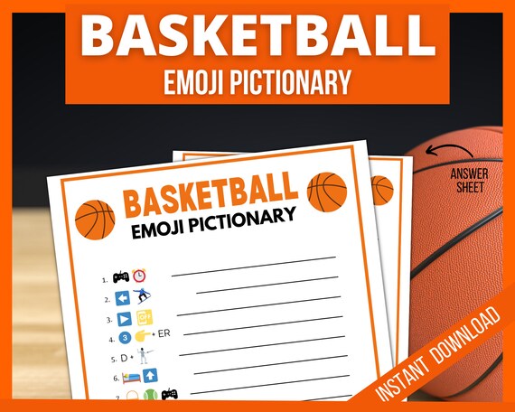 Basketball Emoji Pictionary, Printable March Madness Game, Kids ...