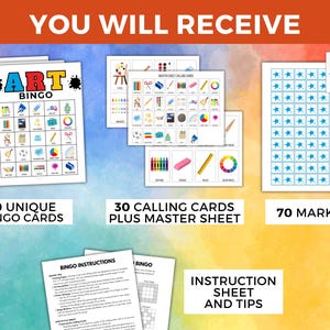 Art Bingo, Art Party Game, Artist Activity, Kid's Bingo Game, Classroom ...