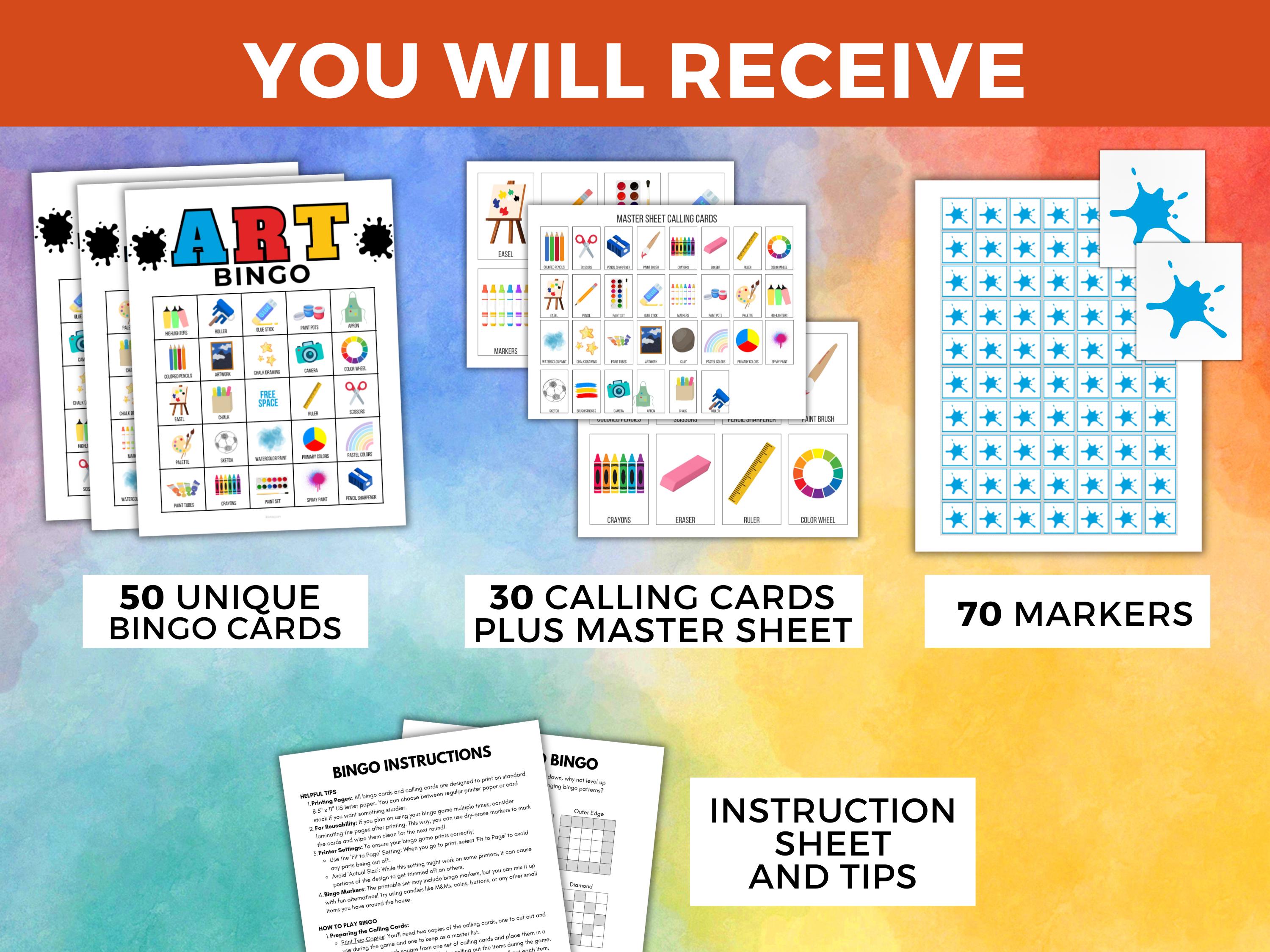 Art Bingo, Art Party Game, Artist Activity, Kid's Bingo Game, Classroom ...