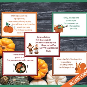 Thanksgiving Scavenger Hunt, Thanksgiving Treasure Hunt Clues ...