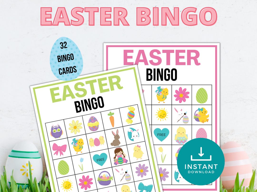 Easter Bingo, Kids Easter Activity, Printable Easter Party Games ...