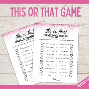 This or That Birthday Party Game, Adult Birthday Party Games, How Well ...