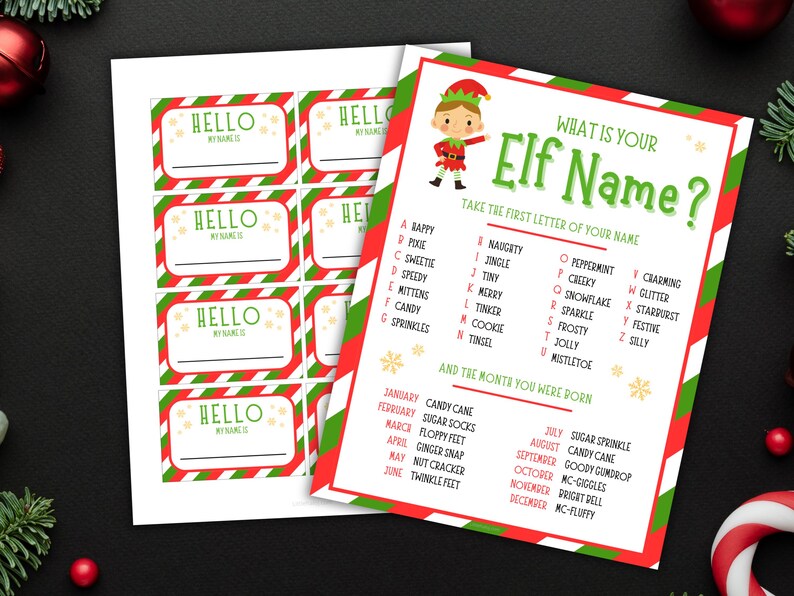 What's Your Elf Name, Christmas Printable Game, Christmas Party Game ...