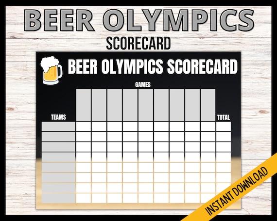 Beer Olympics Game Scorecard, Printable Beer Olympics Scorecard, Beer ... Beer Olympics Game Scorecard, Printable Beer Olympics Scorecard, Beer ...