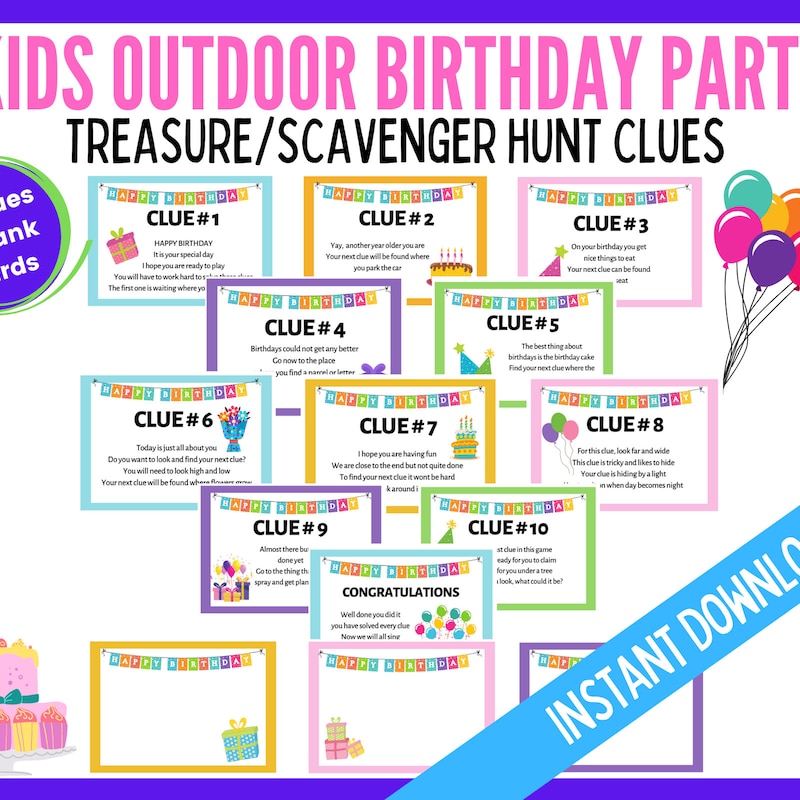 Outdoor Treasure Hunt Clues - Etsy
