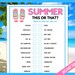 Summer This or That, Summer Would You Rather, Summer Printable Game ...