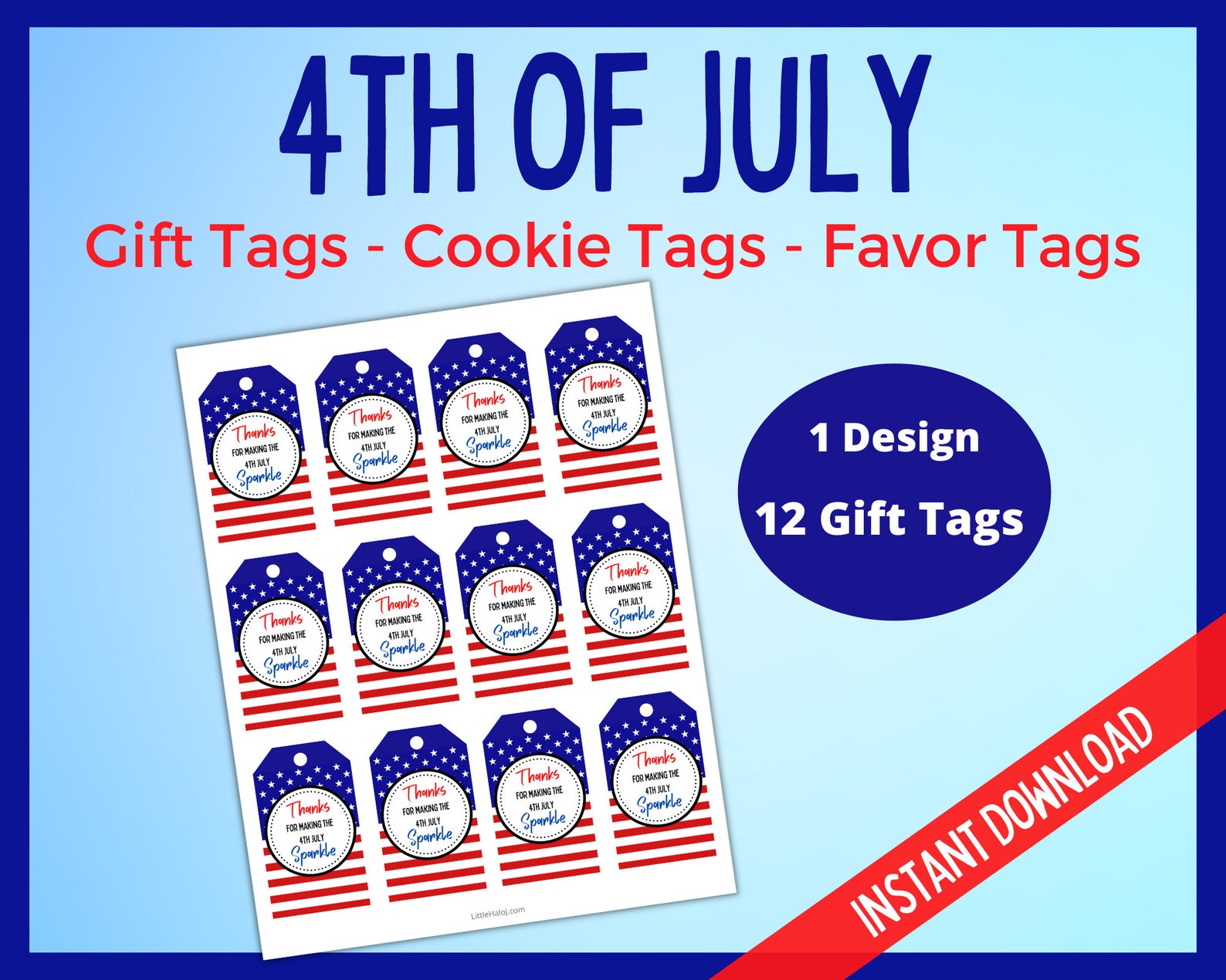 4th of July Printable Gift Tag, Fourth of July Gift Tags, 4th July ...